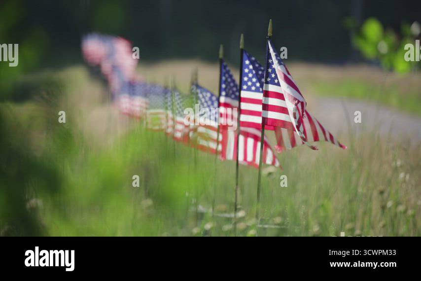 Row american flags on fence Stock Videos & Footage - HD and 4K Video ...