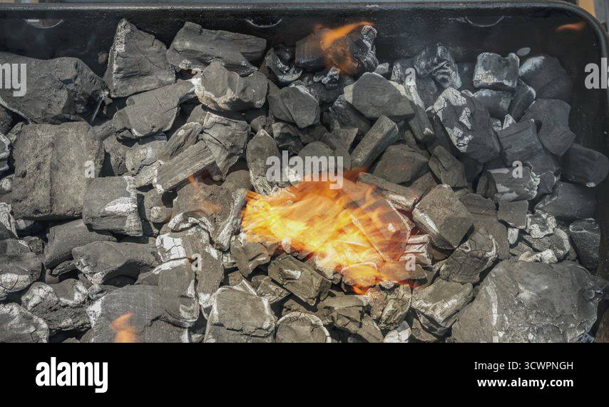 Cinemagraph of a burning fire on burnt coal in a BBQ grill Stock Video ...