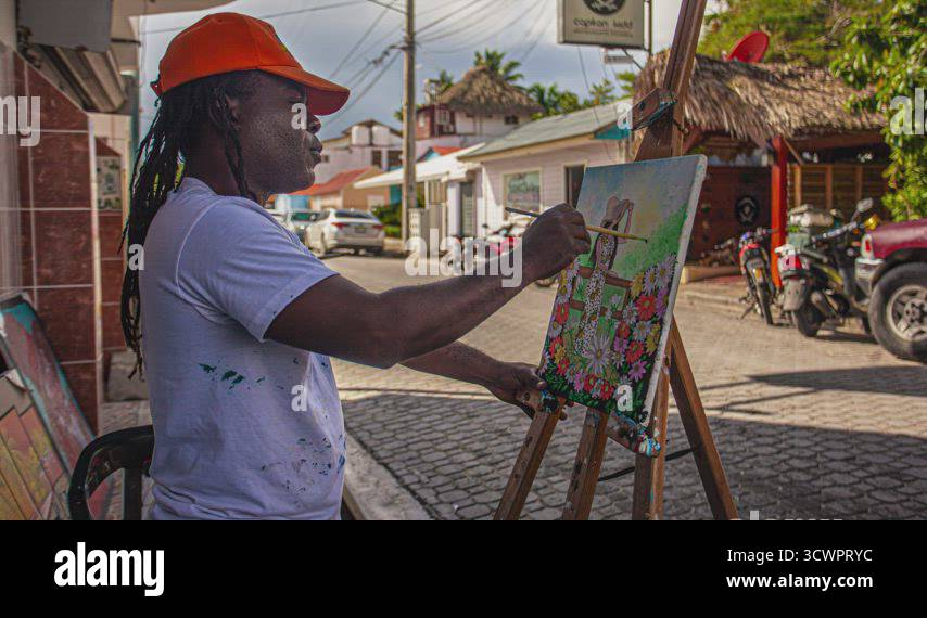 Time Lapse street artist in Bayahibe Stock Video Footage - Alamy