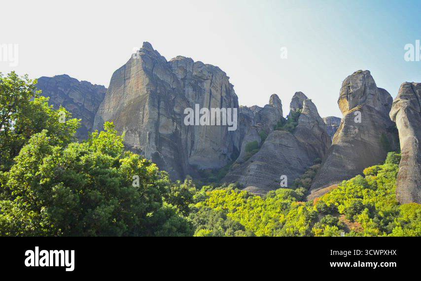 Cliffs of Meteora, Greece. The monks of Meteora lived in the shelves of ...