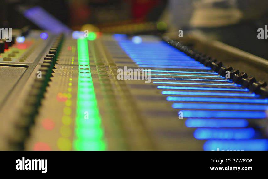 Music records Slide up. Mixer knobs were sliding up. Dramatic night ...