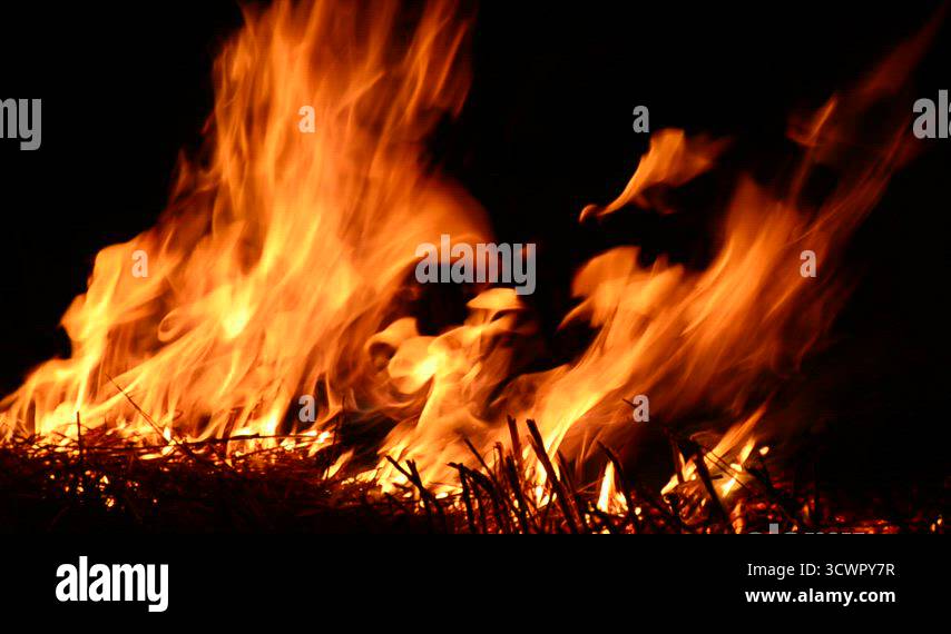 igniting fire isolated on black background with black alpha-channel ...