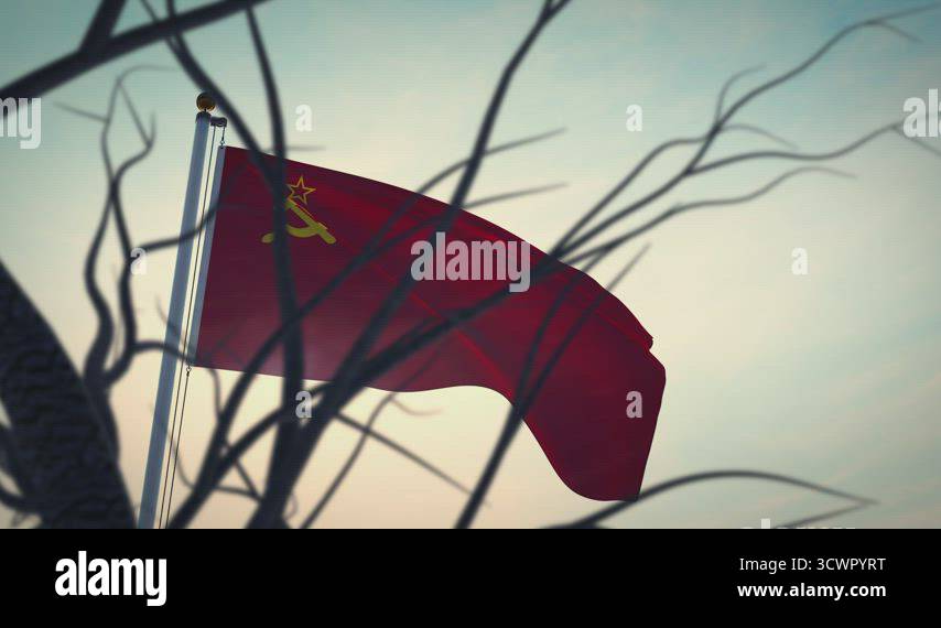 Soviet communism russian flag waving on flagpole - video animation ...