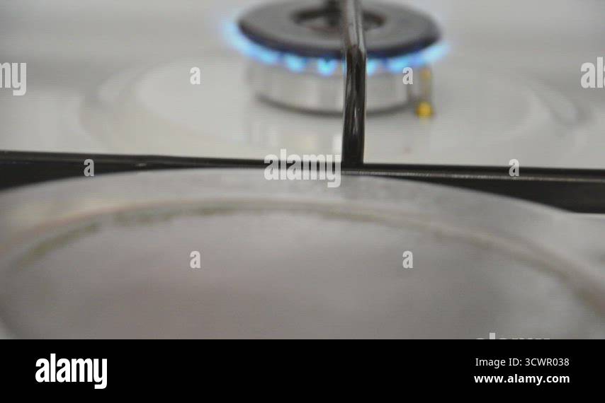 gas burning from a kitchen gas stove dolly shoot Stock Video Footage ...