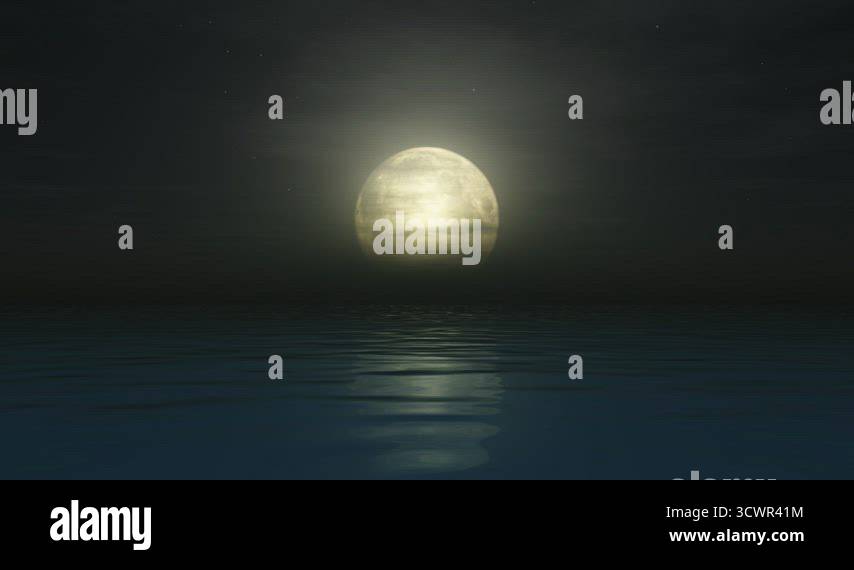 full moon over ocean Stock Video Footage - Alamy
