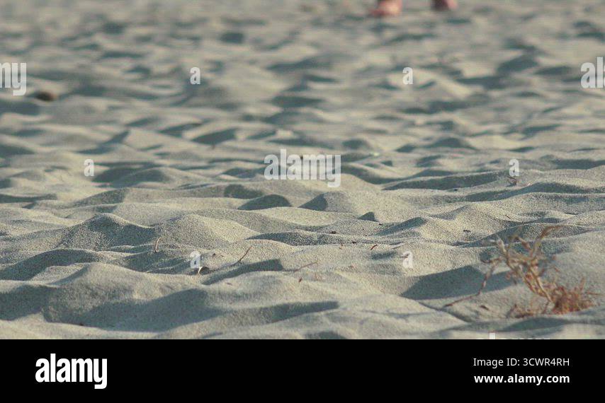 4k Woman walking on sand, footsteps in sand, Front view Stock Video ...