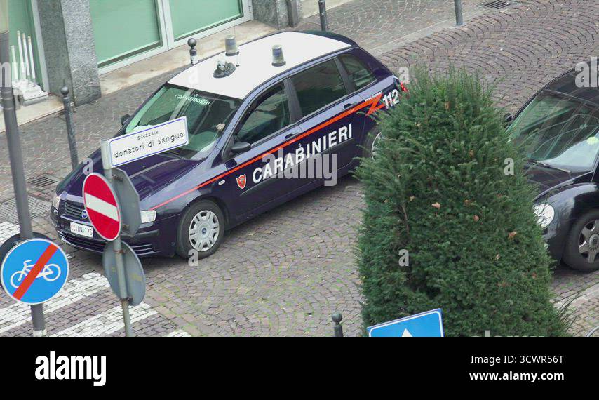 MESTRE, ITALY - circa MARCH, 2015: Aerial shot of emergency Police Car ...