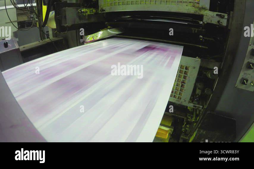 4K print plant factory, magazine line press rollers into printing units ...