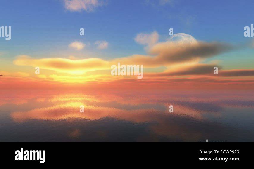 sunset full moon at ocean and old ship Stock Video Footage - Alamy