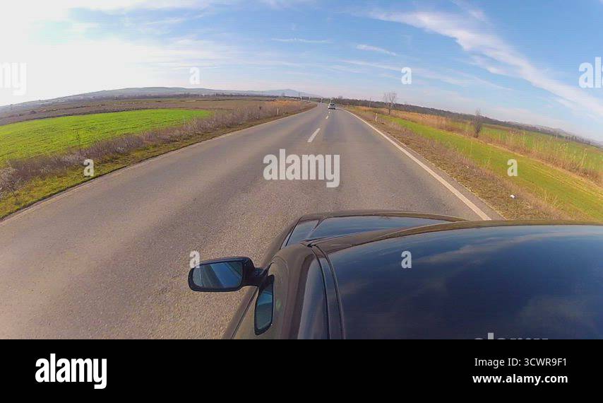 Driving a black sport car POV. Left side reference. Country road, Fast ...