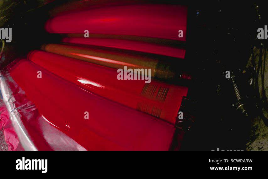 4K offset print machine printing press rollers, magenda red color drum ...