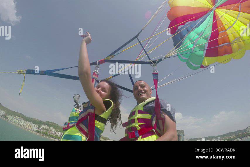 paragliding tandem extreme sport stock video, 4k duplex uhd footage ...