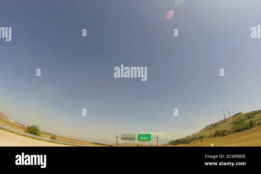 4K Driving on Highway/interstate, Exit sign of the City Of Miami ...