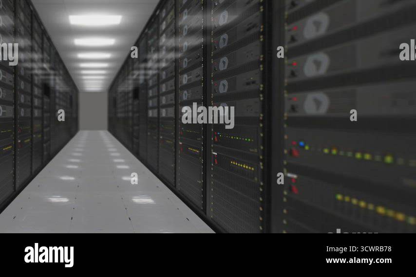 Animation of rack servers in data center HD Stock video panning shot ...