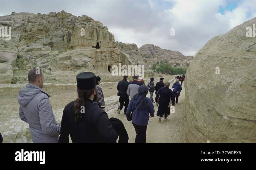 PETRA, JORDAN - circa JAN, 2017: Tourist pov of Jordanian rides on a ...