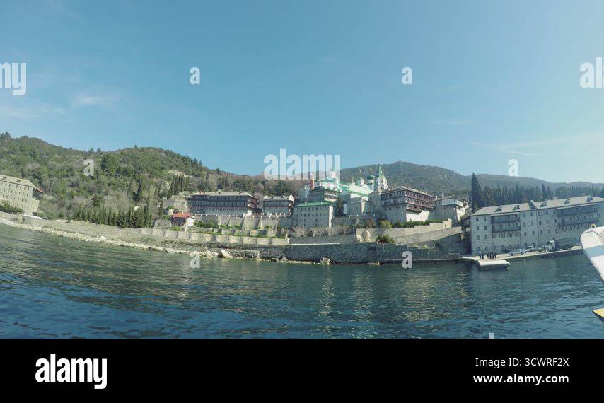 Russian St. Pantaleon Orthodox monastery at Mount Athos, Agion Oros ...