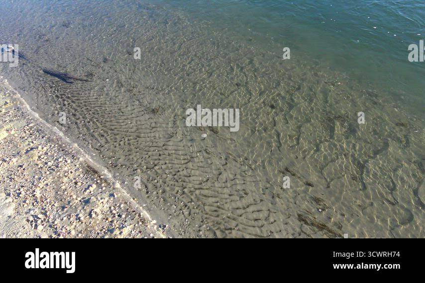 Seabed in the Black Sea, near the shore. Waves of sand on the bottom of ...