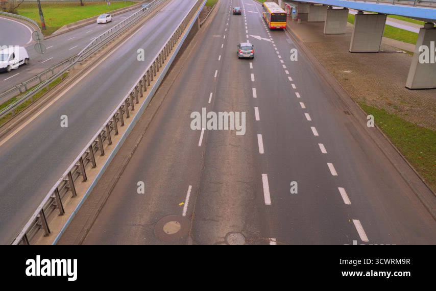 The embankment road along which cars go in the city of Warsaw Stock ...