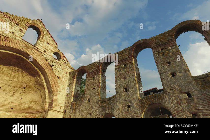 Ancient ruins of Church of Christ Pantocrator, Nessebar, Bulgaria Stock ...