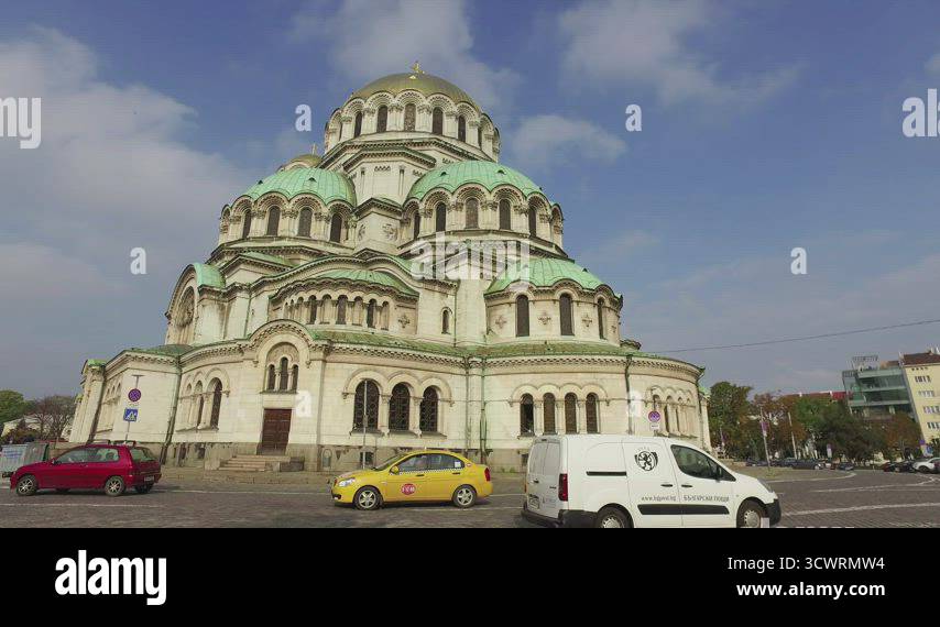 St. Alexander Nevsky Cathedral in the center of Sofia, capital of Bulgaria against the blue ...