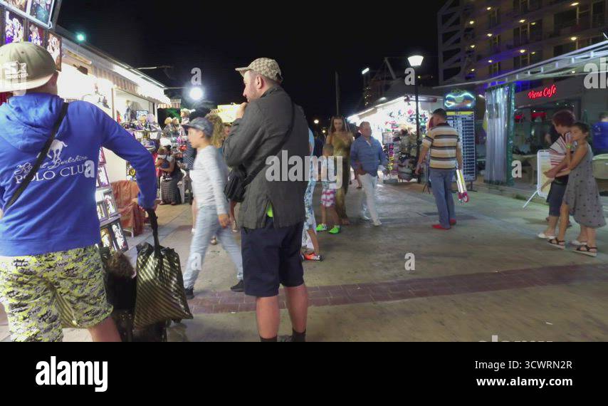 SUNNY BEACH, BULGARIA - 08 AUGUST, 2016: Tourists enjoy having fun at ...