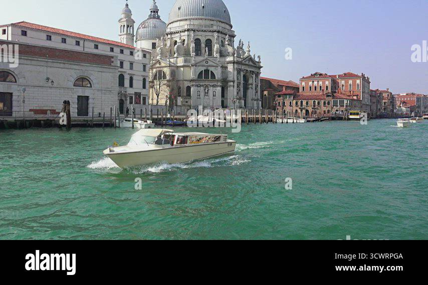 VENICE, ITALY - circa APRIL, 2015: Yacht float at Venice Grand Canal ...