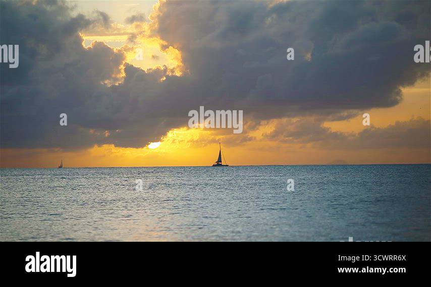 Amazing beautiful sunset on an exotic caribbean beach Stock Video ...