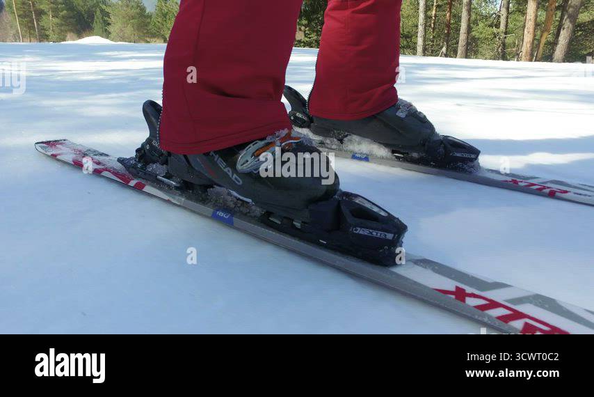 Skier Rips Down Groomed Slopes of Mountain with Mounted Point of View ...