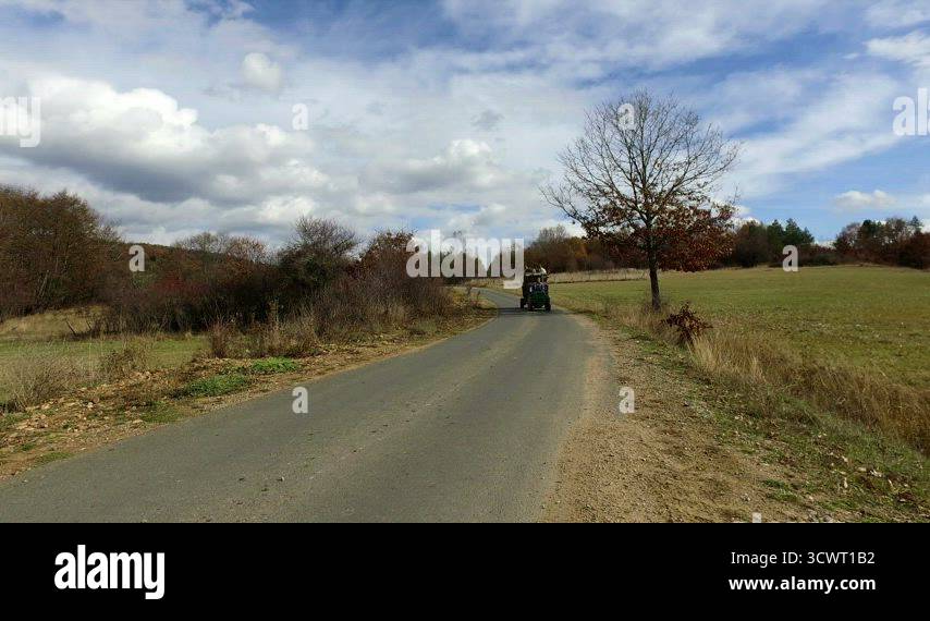 SKOPJE, MACEDONIA - circa NOE, 2016: Deforestation , Small tractor ...