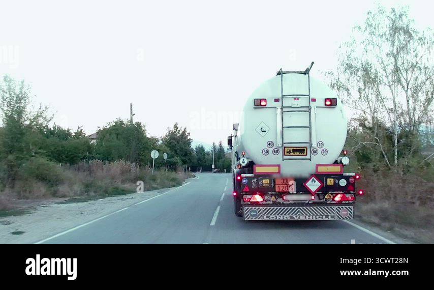 Gasoline tanker, Oil trailer, truck on rural road Stock Video Footage ...