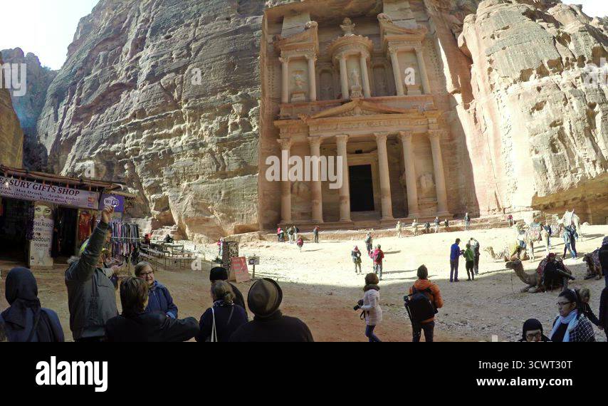 PETRA, JORDAN - circa JAN, 2017: People near Al Khazneh or the Treasury ...