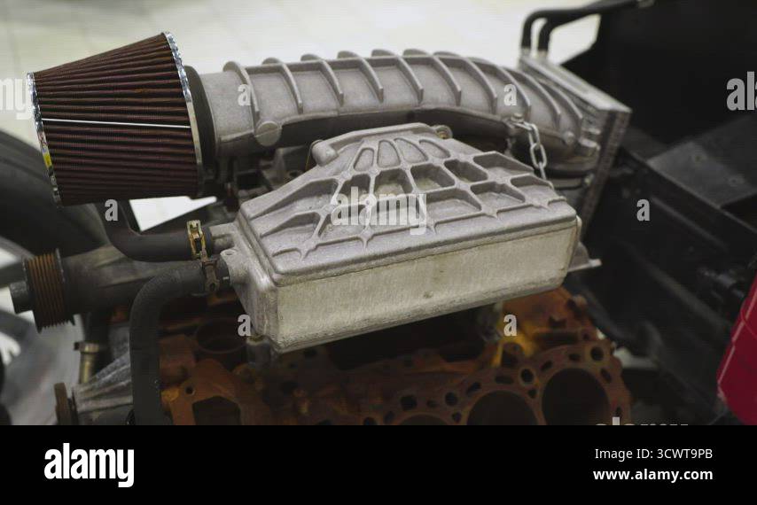 Old rusty car motor, turbo engine of sport race auto Stock Video ...
