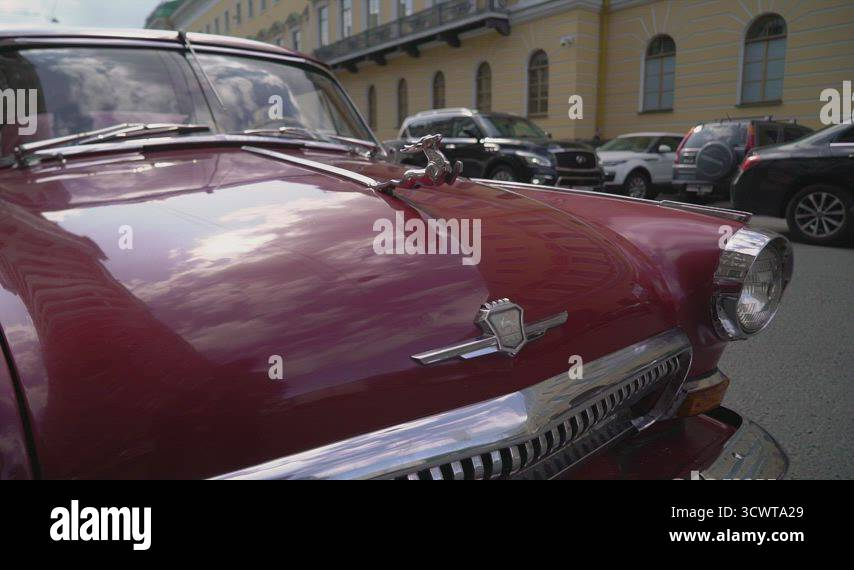 SAINT-PETERSBURG, RUSSIA - AUGUST 15, 2019: Old retro car on the road ...