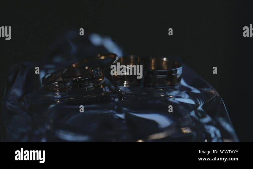 Wedding rings. Pair of marriage symbols. Love of bride and groom ...