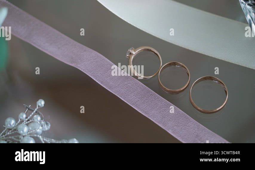 Wedding rings. Pair of marriage symbols. Love of bride and groom ...
