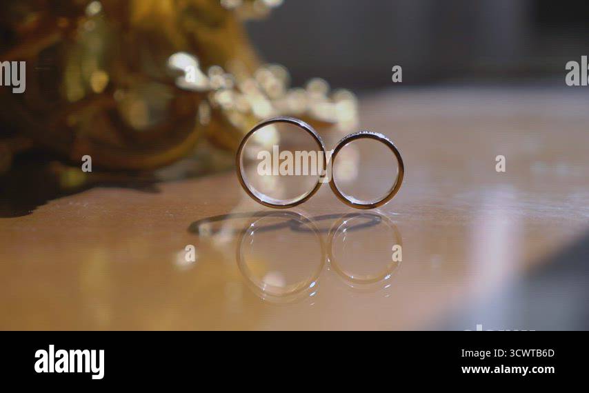 Wedding rings. Pair of marriage symbols. Love of bride and groom ...