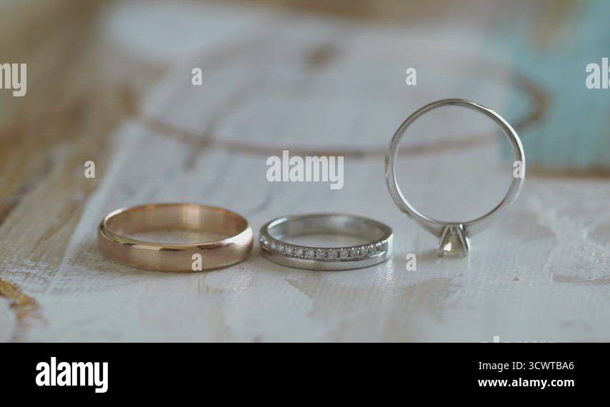 Wedding rings. Pair of marriage symbols. Love of bride and groom ...