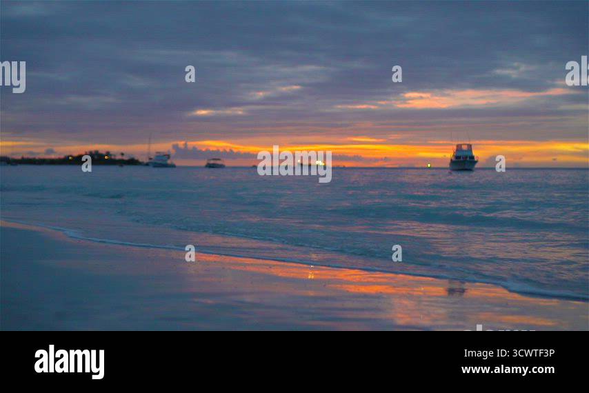 Amazing beautiful sunset on an exotic caribbean beach Stock Video ...