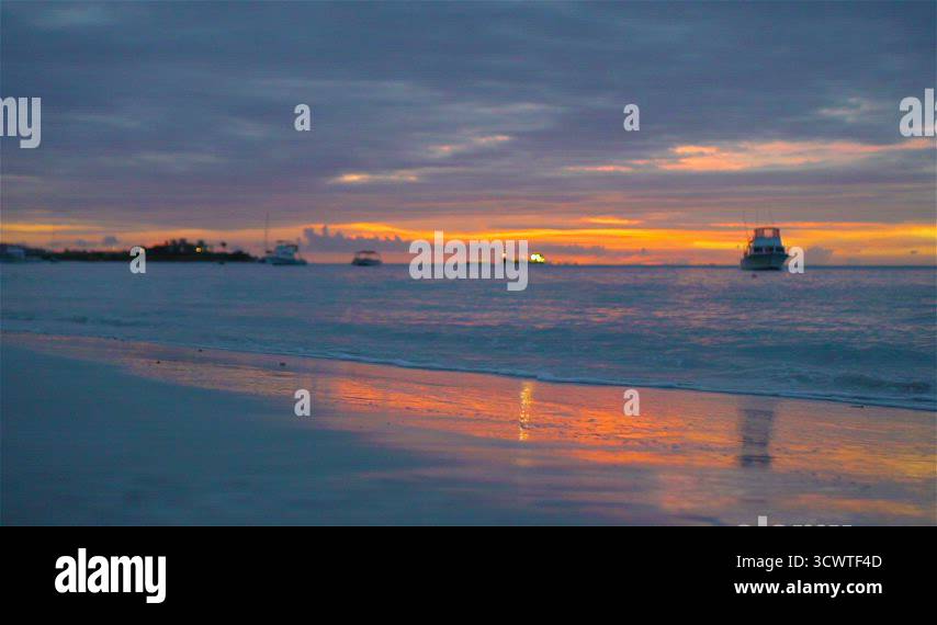 Amazing beautiful sunset on an exotic caribbean beach Stock Video ...