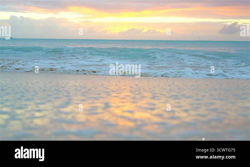 Amazing beautiful sunset on an exotic caribbean beach Stock Video ...