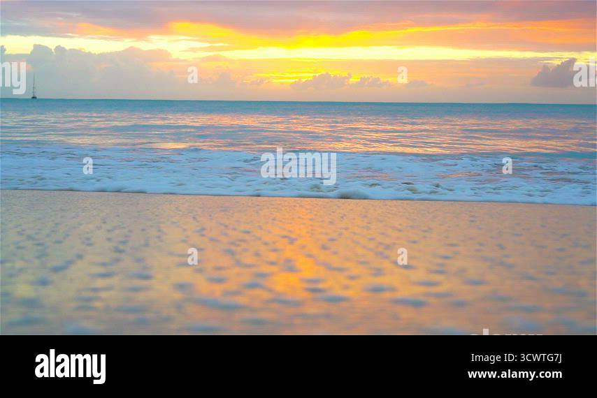 Amazing beautiful sunset on an exotic caribbean beach Stock Video ...