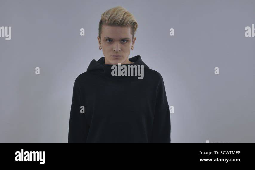 young hipster man shows sign watching for you Stock Video Footage - Alamy