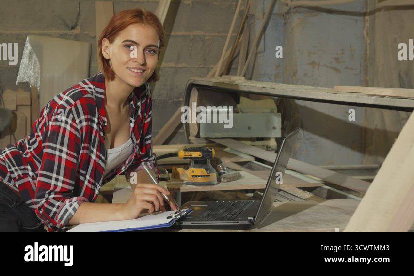 Gorgeous female carpenter smiling camera Stock Videos & Footage - HD ...