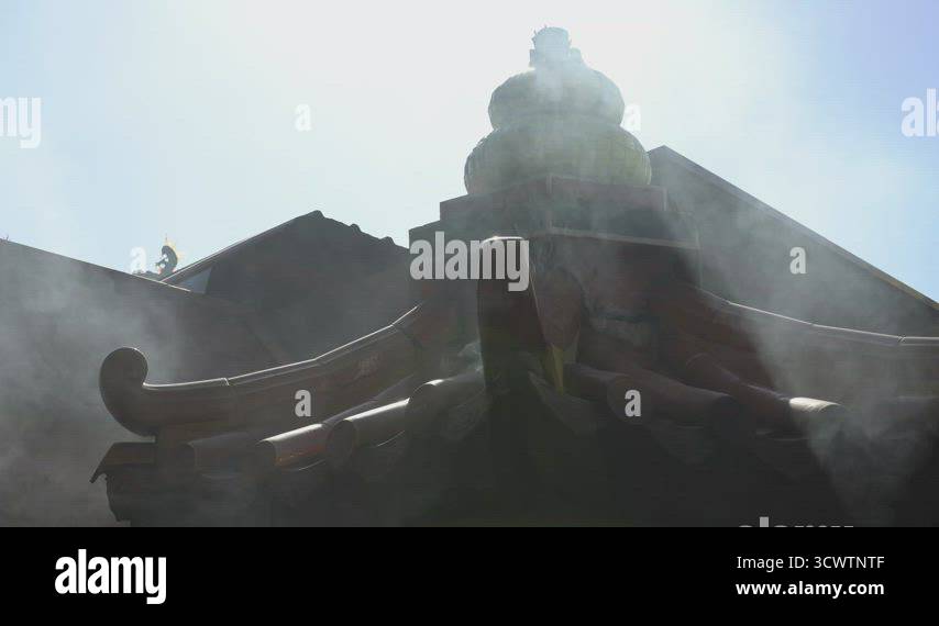 Smoke release from furnace at Pek Gong Cheng temple Stock Video Footage ...