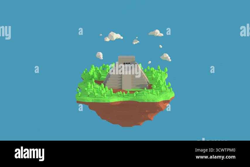 3D illustrator Chichen Itza, Yucatan Peninsula, Mexico. 3d rendering ...