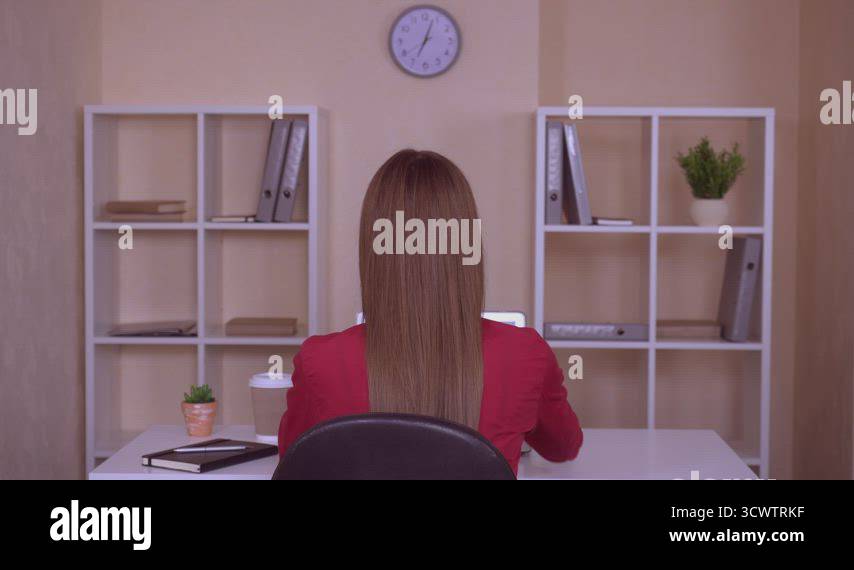 exhausted employee finalizing project Stock Video Footage - Alamy