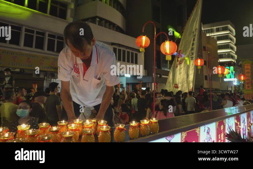 Committee temple arrange candle on altar during Bai Tian Gong ...