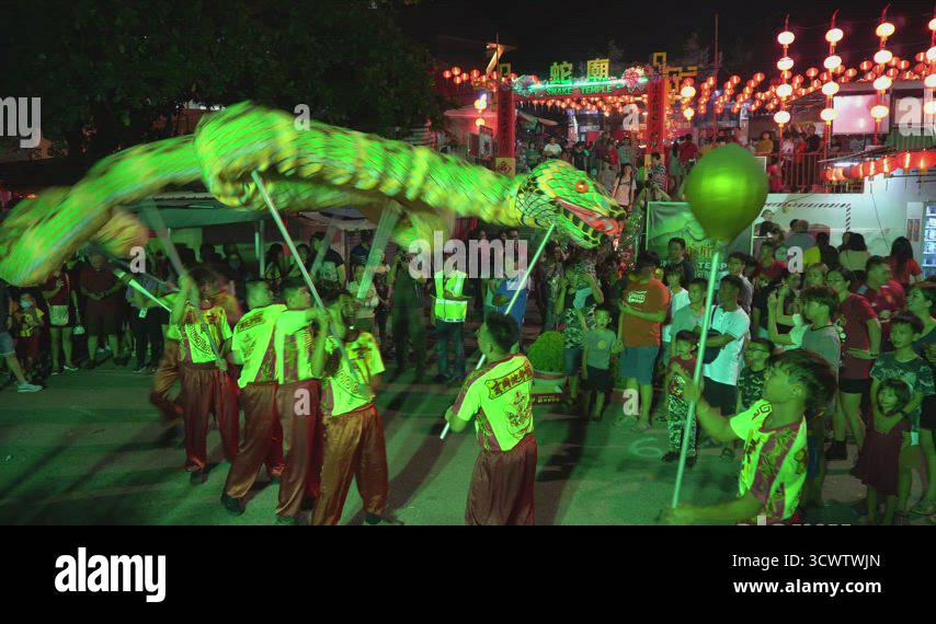 Traditional snake dance during chinese new year at snake temple Stock ...