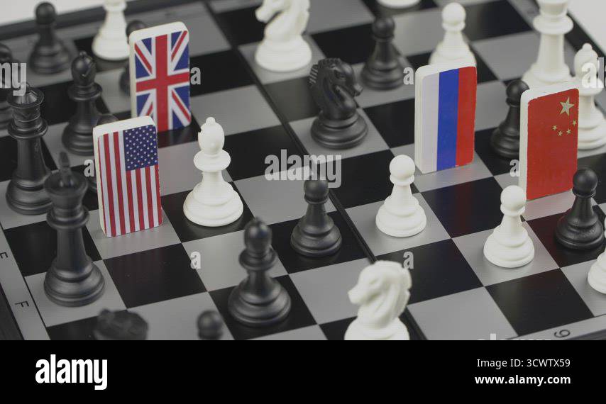 chessboard with flags of countries Stock Video Footage - Alamy