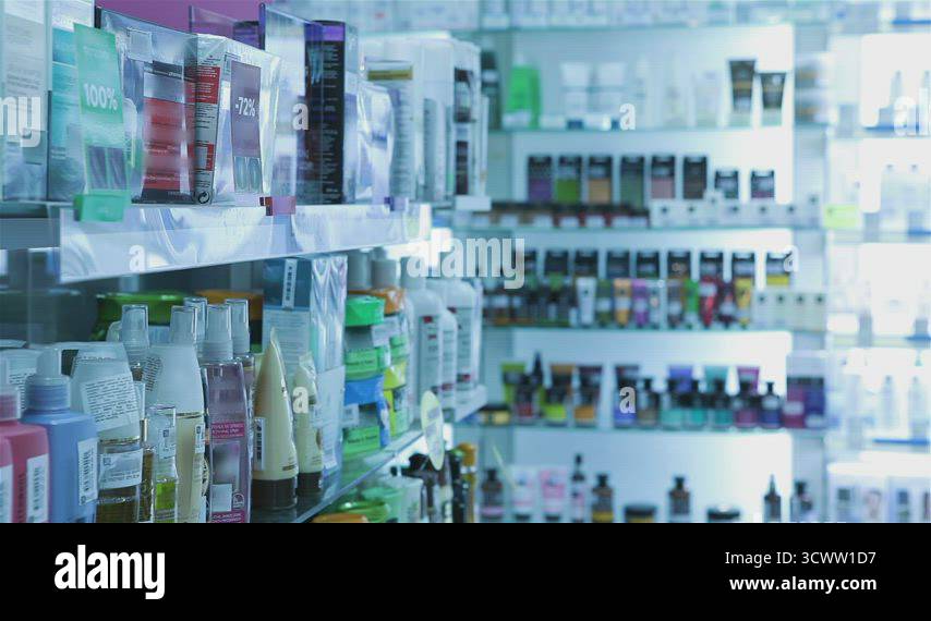 Woman reading label of shampoo Stock Video Footage - Alamy